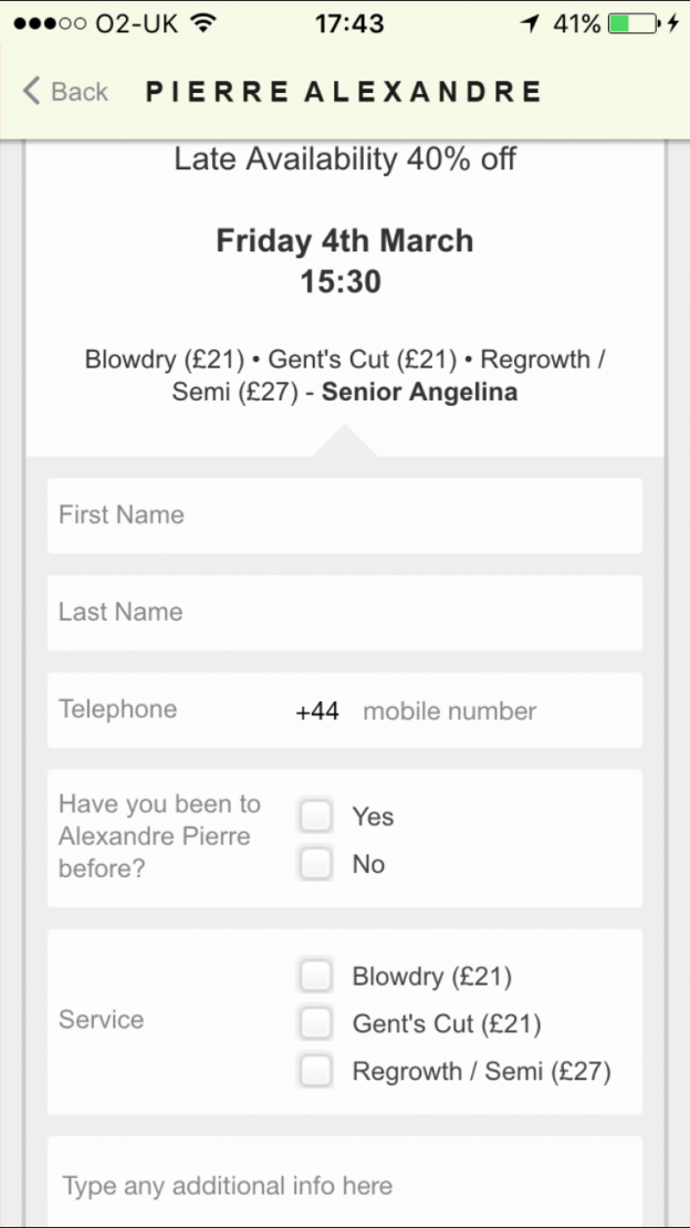 Pierre Alexandre – 40% OFF last minute bookings with their new app