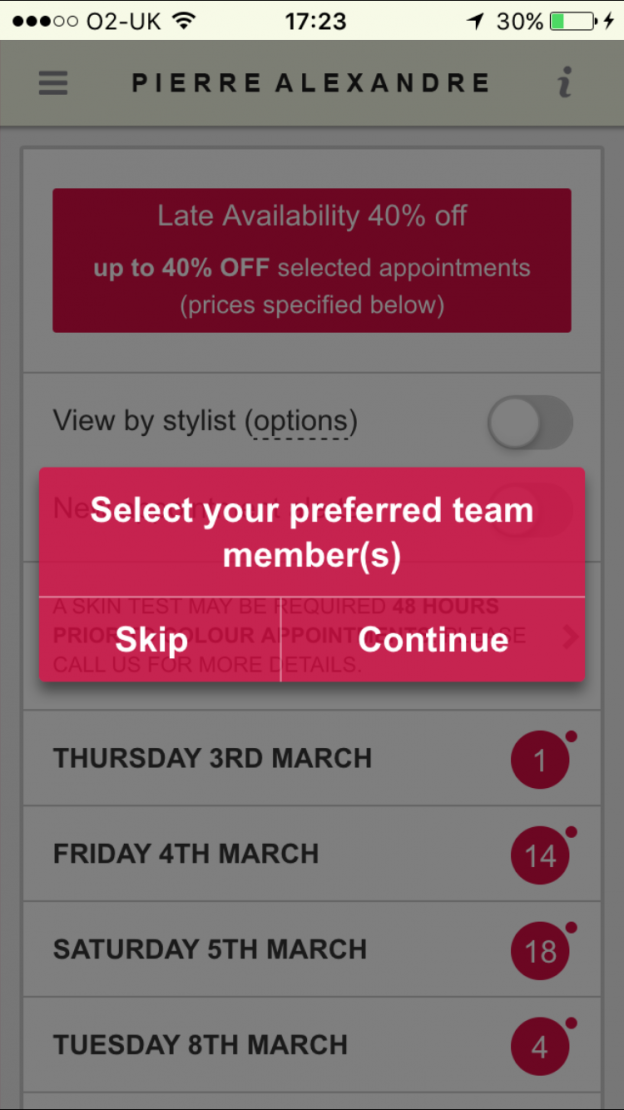 Pierre Alexandre – 40% OFF last minute bookings with their new app