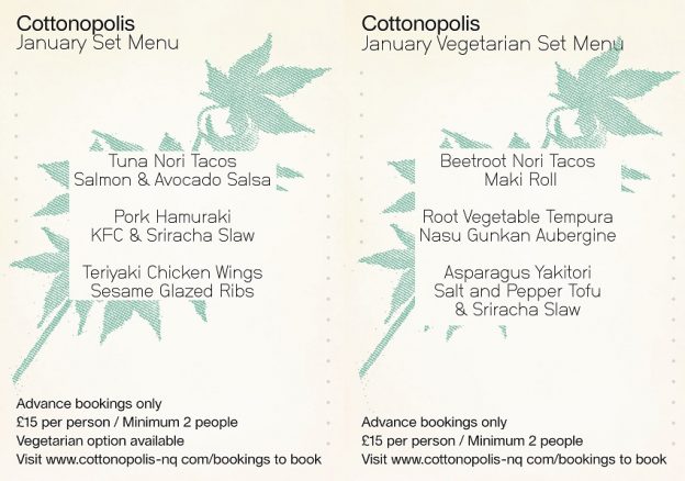 £15 January Set Menu at Cottonopolis - Manchester’s Finest