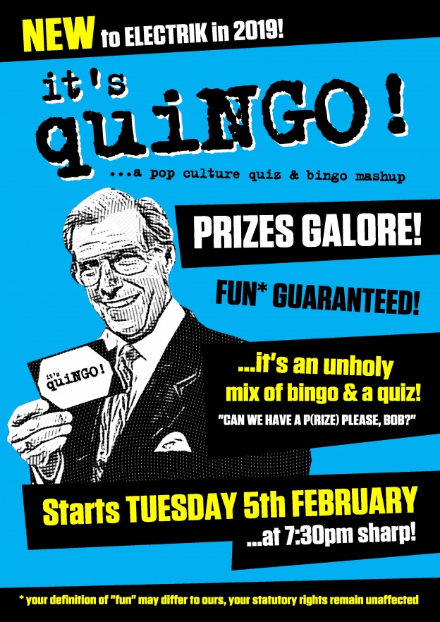 A Pop Culture Quiz & Bingo Mashup - it's Quingo at Electrik ...