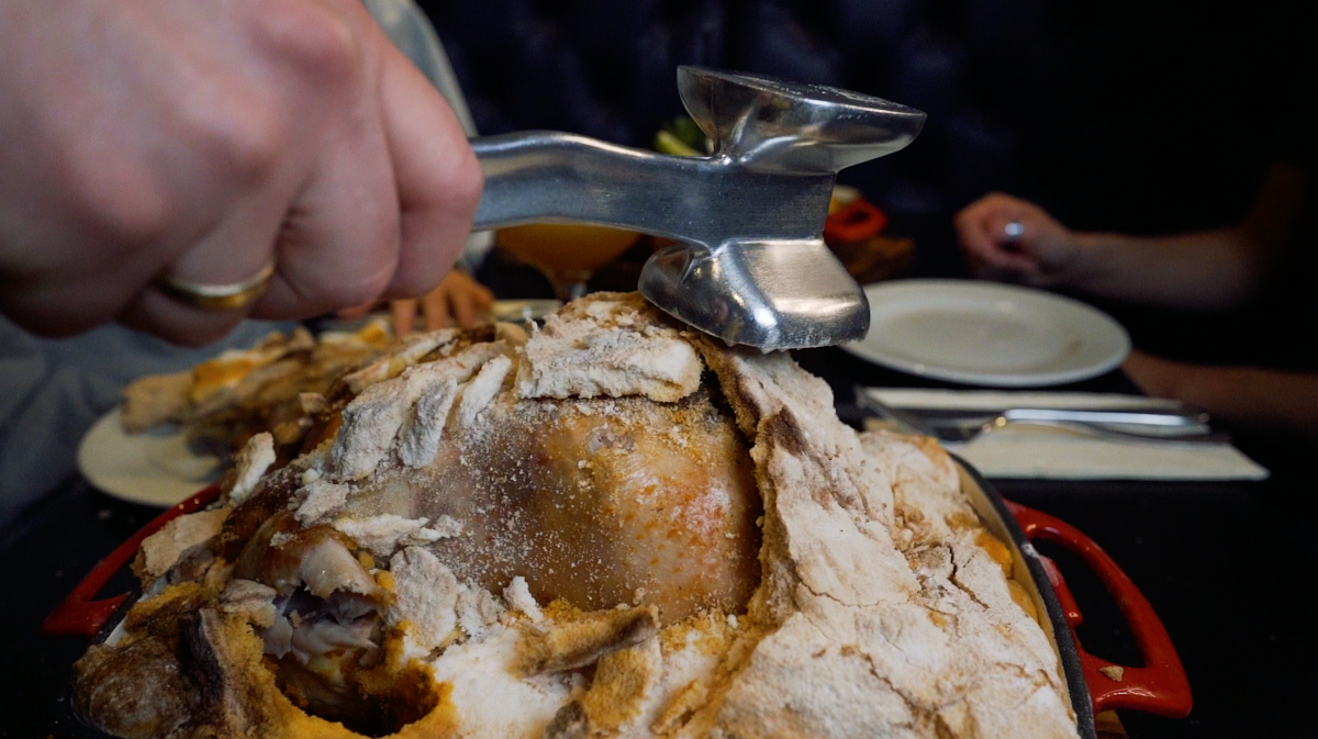 You need to use a hammer to get into this whole roasted chicken...