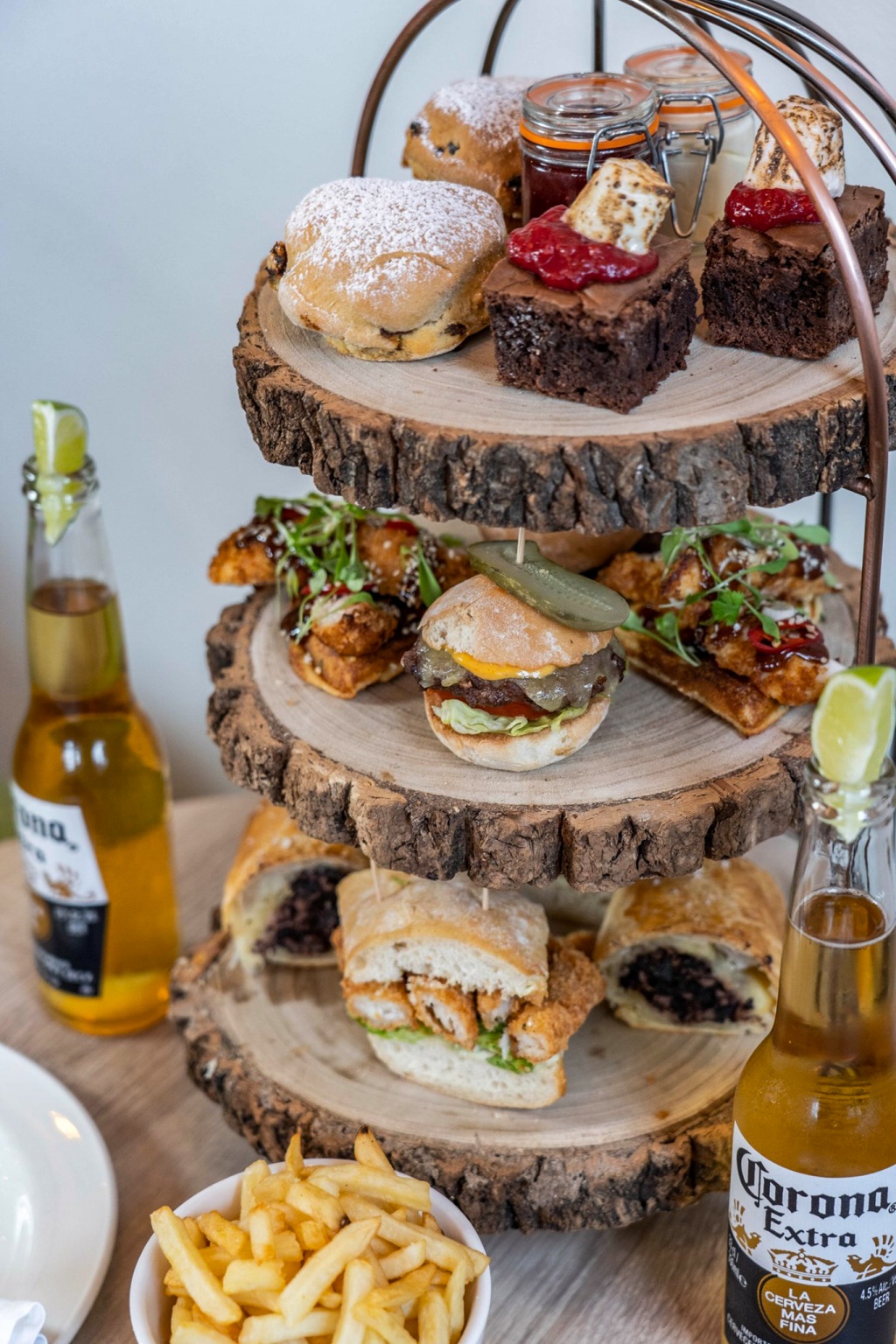 The 'Gentleman’s' Afternoon Tea with mini burgers, chicken & waffles ...