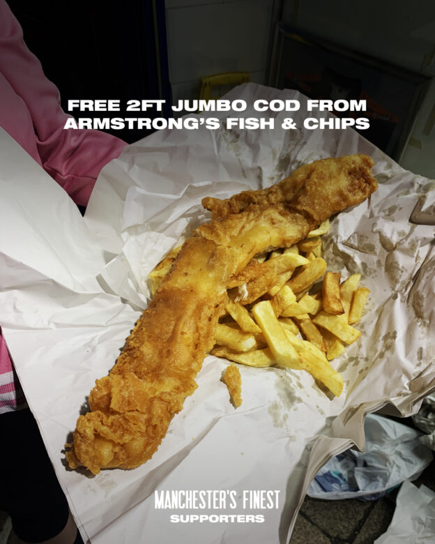 Free 2FT Jumbo Cod from Armstrong's Chippy for all Manchester's Finest ...